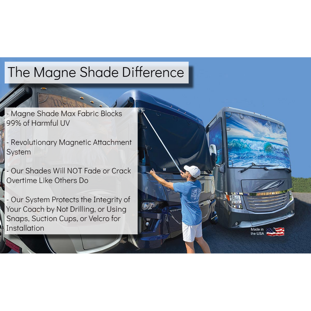 Class A RV/Motorhome Exterior Windshield Sun Shade by Magne Shade – SR1 Performance